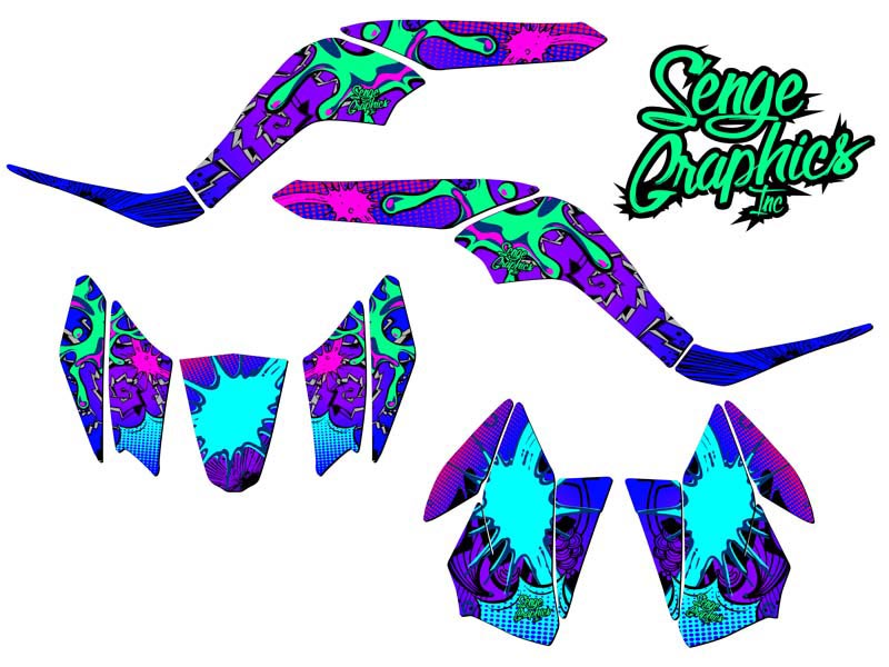 2007-2020 KFX 90 ZANY Purple Senge Graphics Kit Compatible with ...