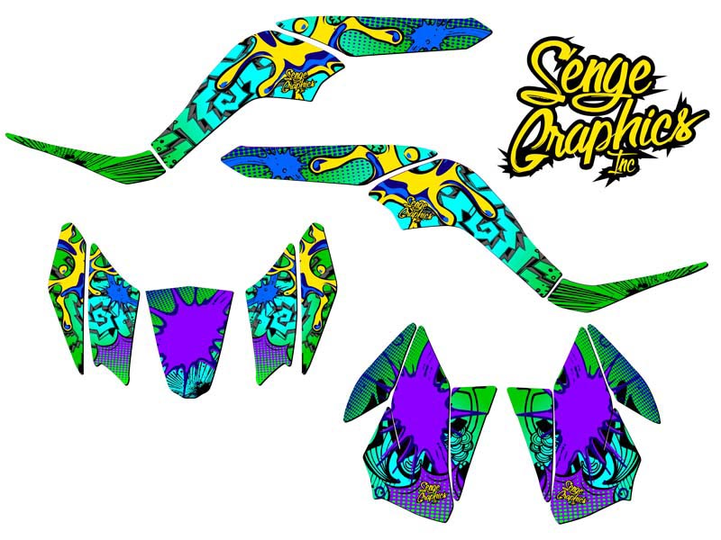 2007-2020 KFX 50 ZANY Green Senge Graphics Kit Compatible with Kawasaki ...