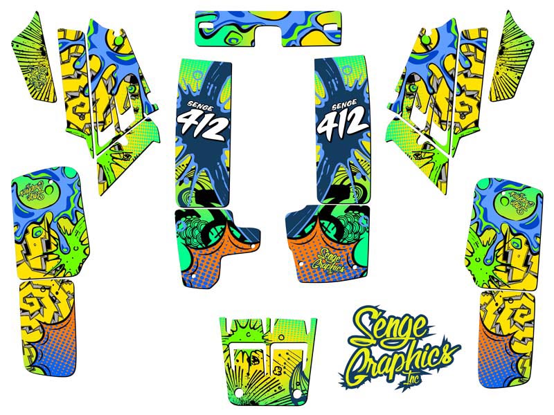 All Years Banshee 350 ZANY Yellow Senge Graphics Kit Compatible with ...