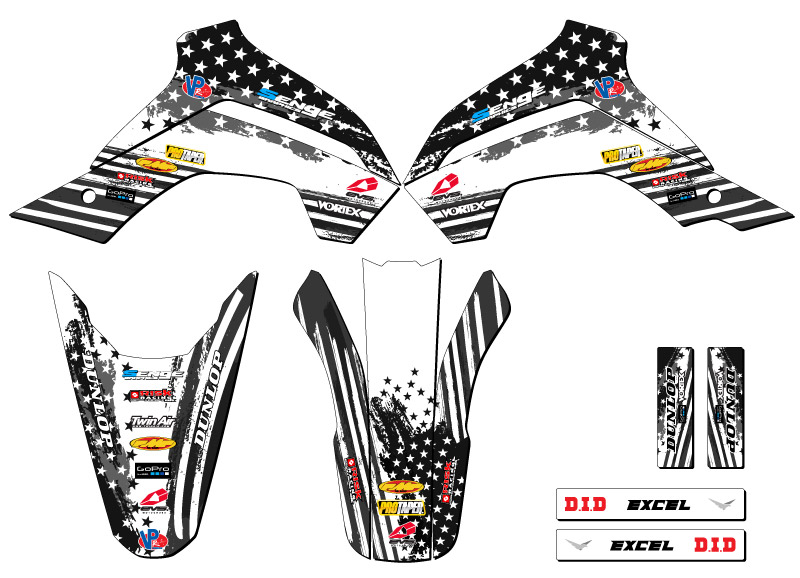 2019-2020 KLX 140 G MERICA Grey Senge Graphics Kit Compatible with ...