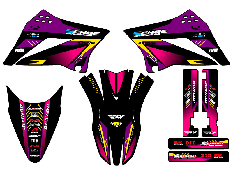 2010-2023 KLX 110 SURGE Purple Senge Graphics Kit Compatible with ...