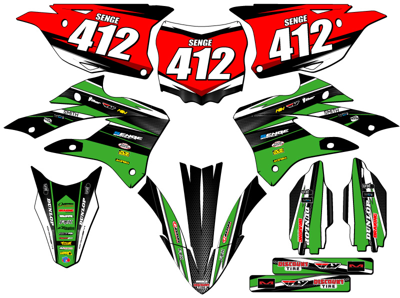 2022-2023 KX 112 VIGOR Green Senge Graphics Kit Compatible with ...