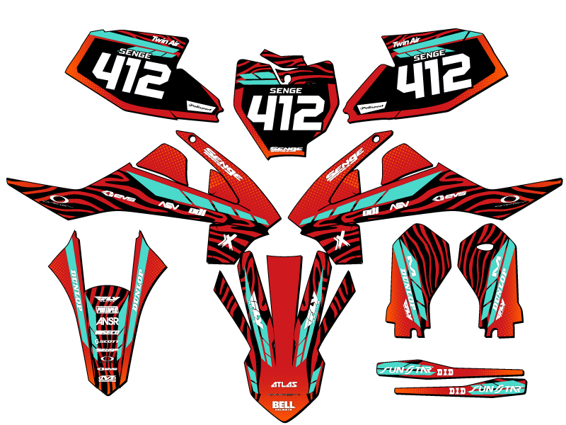 2021-2023 MC 65 TIGRE Red Senge Graphics Kit Compatible with GASGAS | eBay