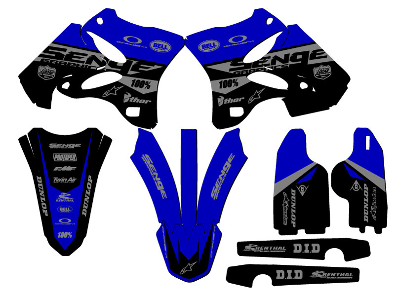 2005-2007 YZ 125 BINARY Blue Senge Graphics Kit Compatible with Yamaha ...