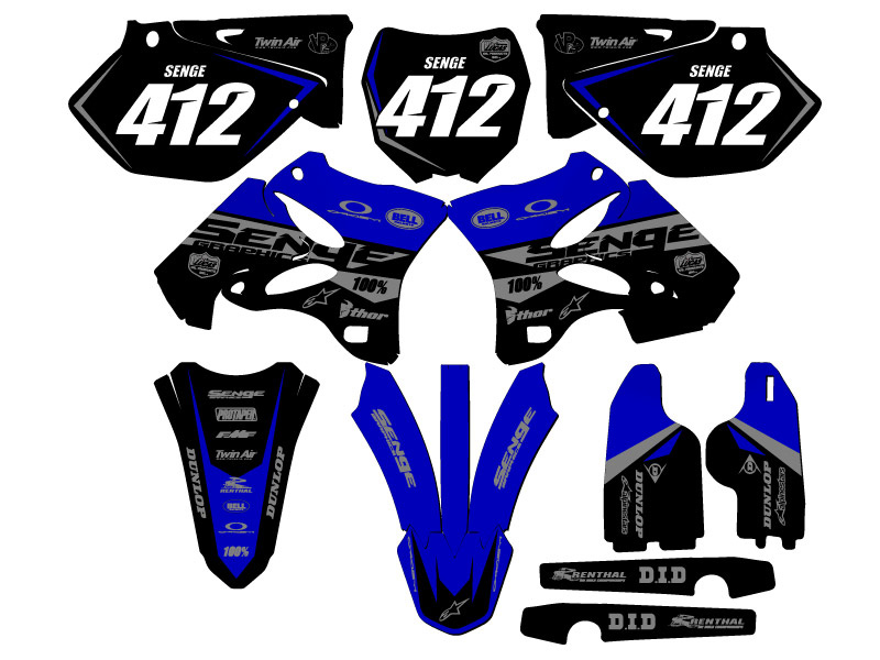 2005-2007 YZ 125 BINARY Blue Senge Graphics Kit Compatible with Yamaha ...