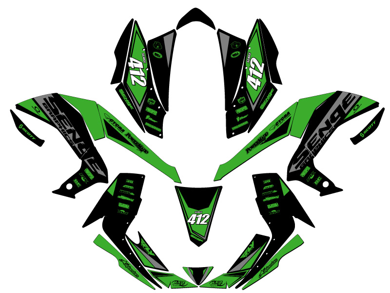 All Years KFX 450R BINARY Green Senge Graphics Kit Compatible with ...