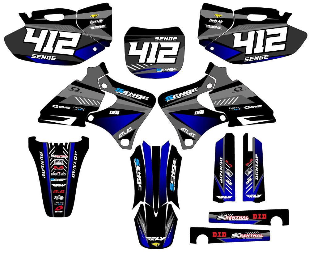 1998-2002 YZ 400 F SURGE Black Senge Graphics Kit Compatible with ...