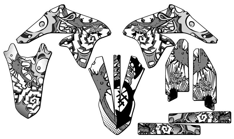 2010-2018 RMZ 250 ZANY White Senge Graphics Kit Compatible with Suzuki ...