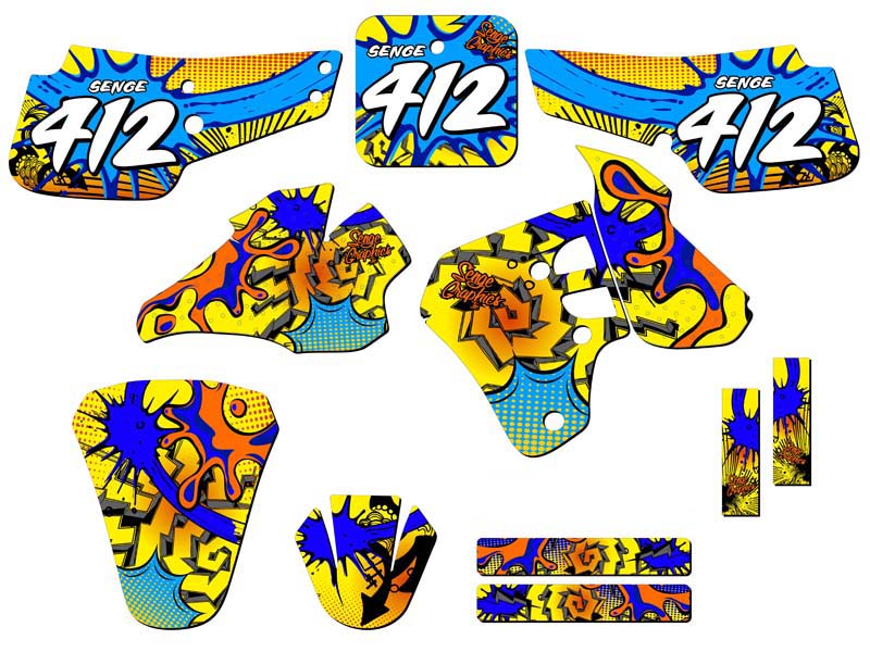 1995-1999 RM 80 ZANY Yellow Senge Graphics Kit Compatible with Suzuki ...