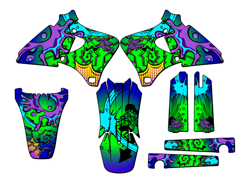 1998-2002 YZ 400 F ZANY Blue Senge Graphics Kit Compatible with Yamaha ...