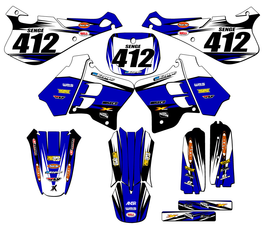 1993-1995 YZ 125 VELOCITY Blue Senge Graphics Kit Compatible with ...