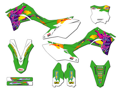 Kawasaki KLX 300R Dirt Bike Graphics Kit - THROWBACK | SENGE GRAPHICS INC