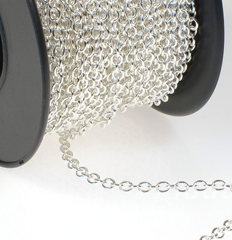 Chain, 100 Inches Silver Plated Fine Cable Bulk Chain with 2x3mm Links ...