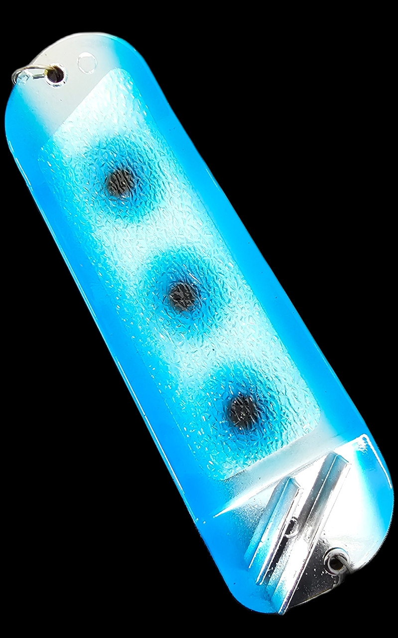 8" Chrome Blue Ellipsis Flasher w/ 2 Fins