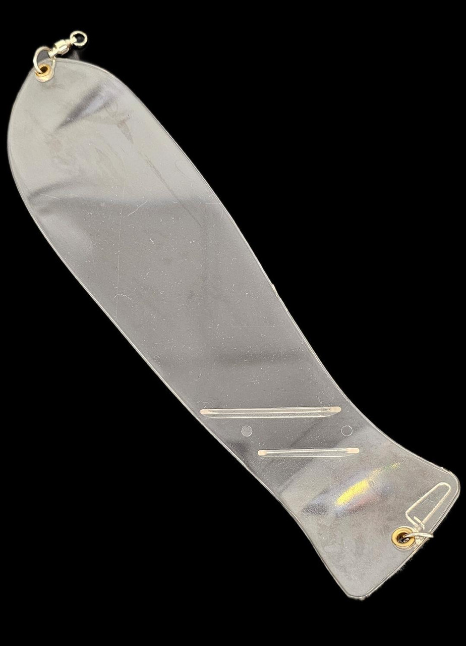 12" Clear Fish Flasher Blank w/ Fins - FlasherTape.Com