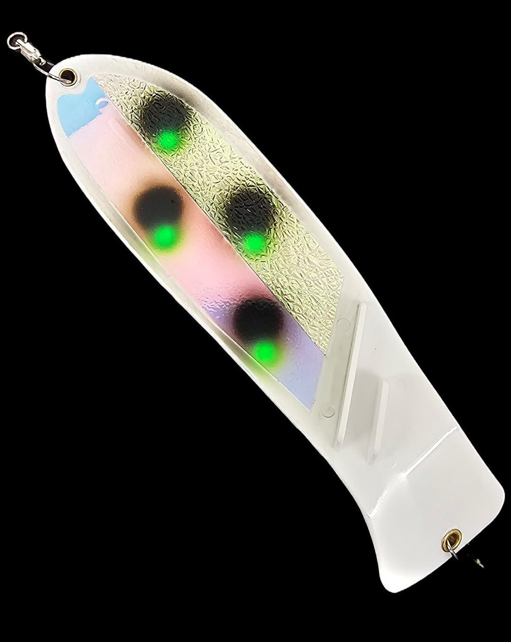 10" White BEP BAM Fish Flasher w/ 2 Fins - FlasherTape.Com
