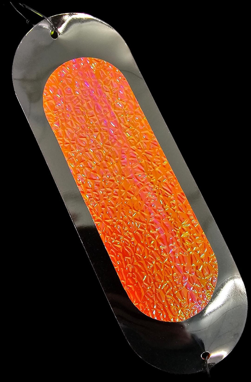 Yellow Orange Flounder Pounder 6" #00 Metal Dodger - FlasherTape.Com