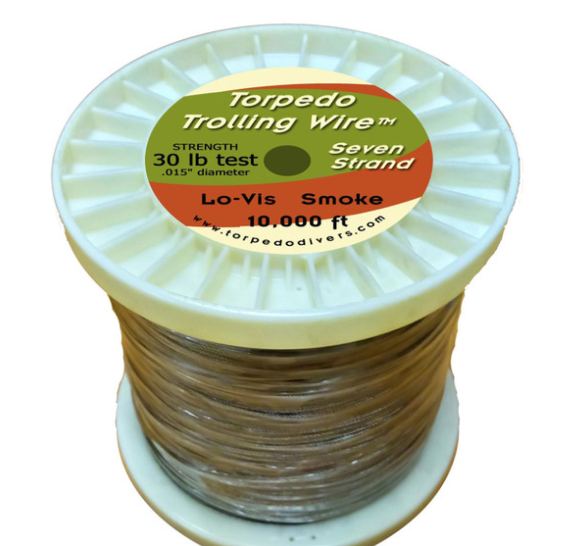 10000' Torpedo 7-Strand Trolling Wire Line Lo-Vis Smoke - FlasherTape.Com