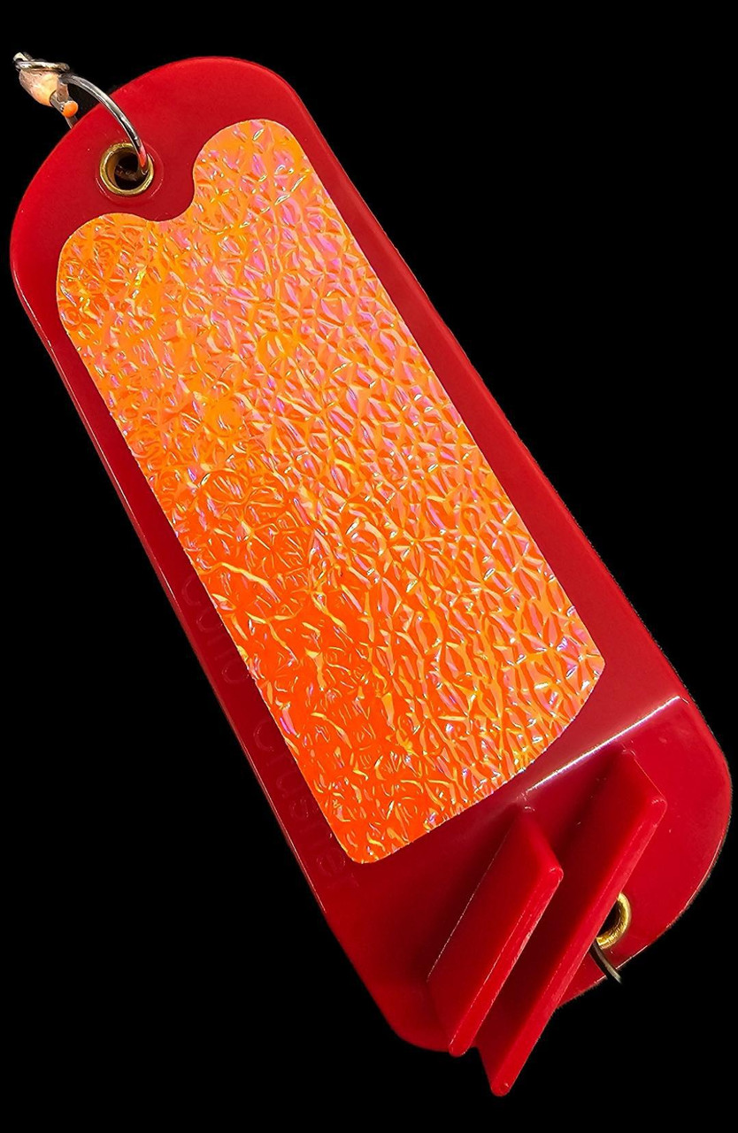 5.5" Red Orange Flounder Pounder Custom Stubby Flasher - FlasherTape.Com