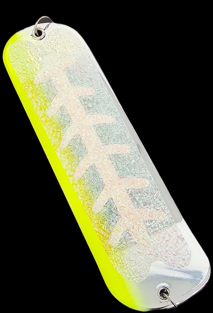 8" Chrome Yellow Wiggle Flasher w/ 2 Fins