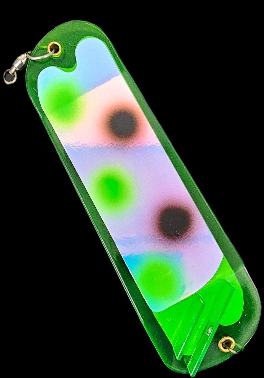 8" Green UV Two Face Flasher w/ 2 Fins