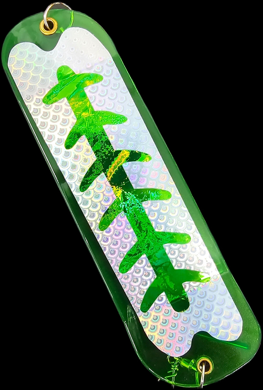 8" Green UV Dragon Flasher w/ 2 Fins
