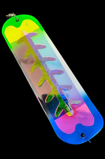 8" Chrome Glow Hybrid Jeans Flasher w/ 2 Fins - FlasherTape.Com
