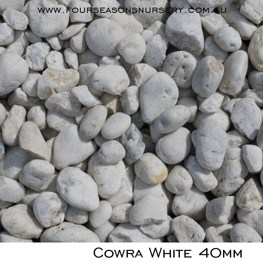 Cowra White Pebbles 20kg 40/60mm - Four Seasons Nursery