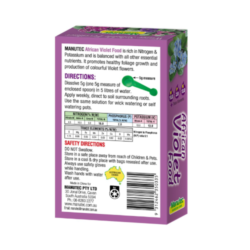 Manutec African Violet Soluble Food 300g - Four Seasons Nursery