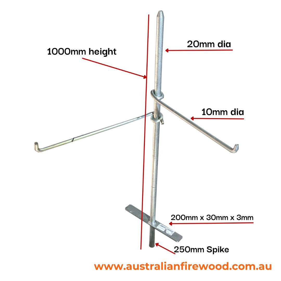 Campfire Pole With 2 Swinging Hooks - Australian Firewood