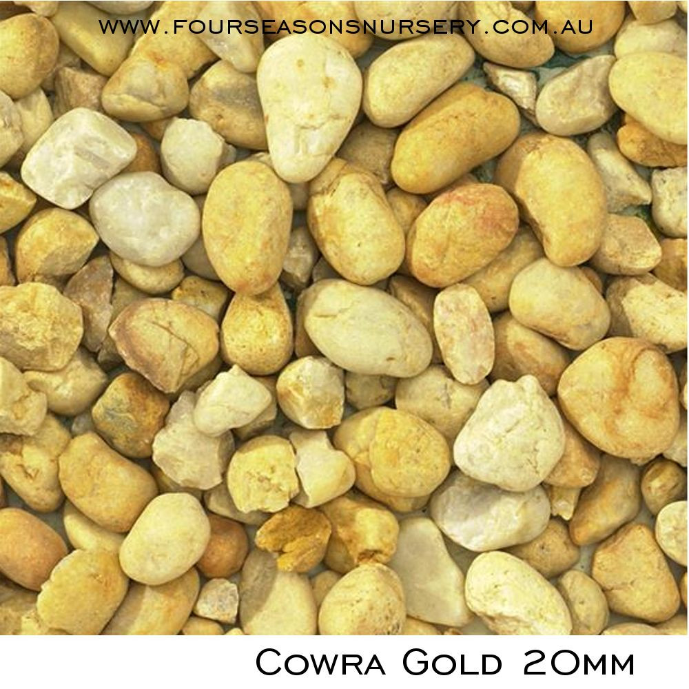 Cowra Gold Pebbles 20kg 10mm - Four Seasons Nursery