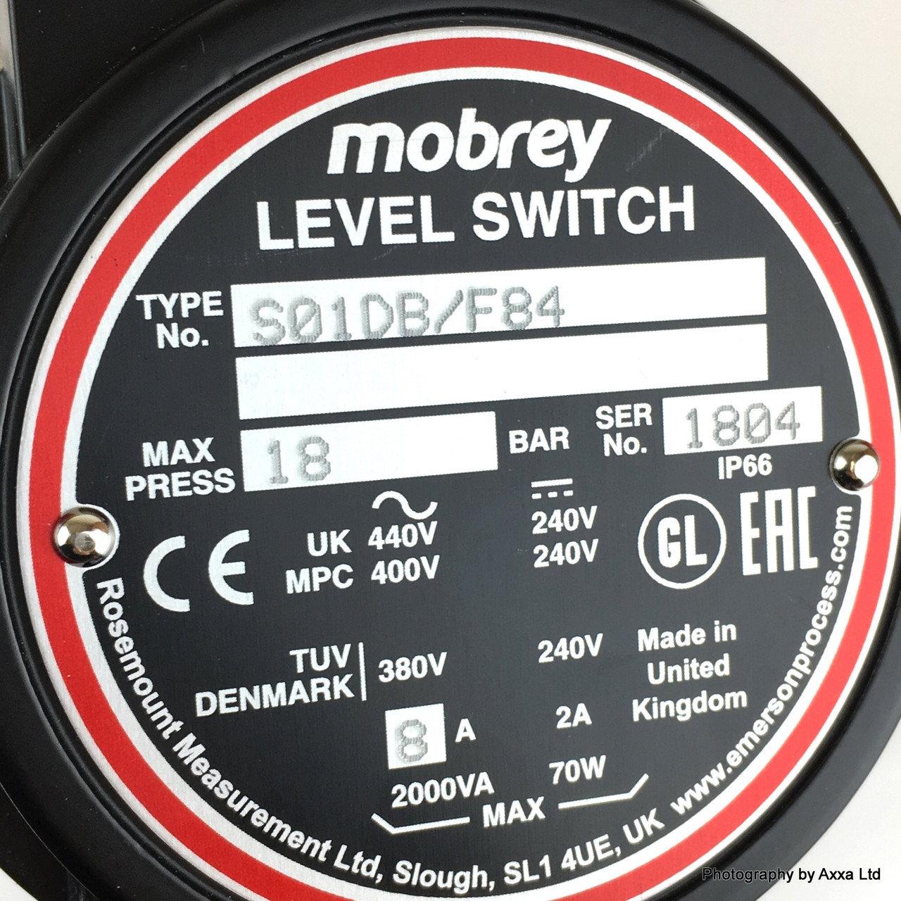 Horizontal Float Level Switch S01DB/F84 Mobrey S01DBF84 - Axxa - Motor ...