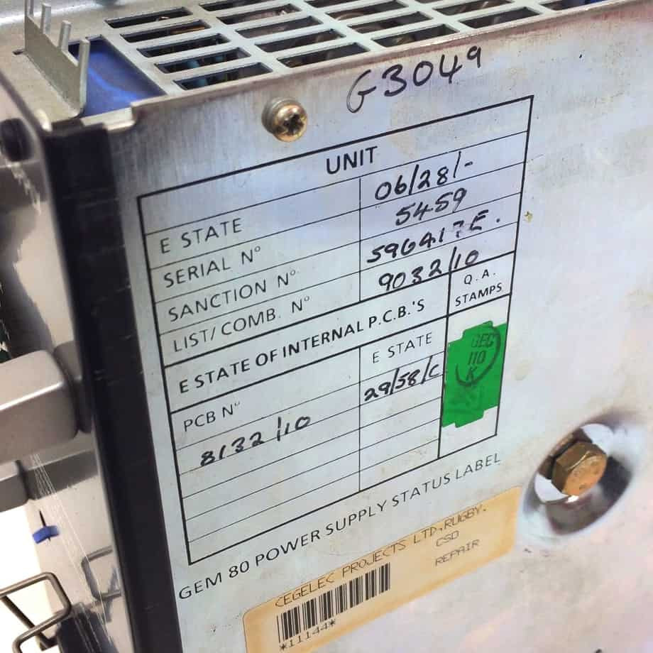 GEM80 Power Supply 9032 Cegelec 9032/10 *Used refurb* - Axxa - Motor ...