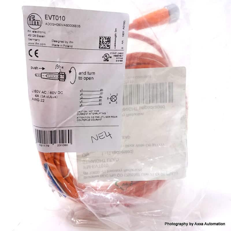 4 Core Cable with connector EVT004 IFM AC/DC 4 Pin Connector EVT-004 ...