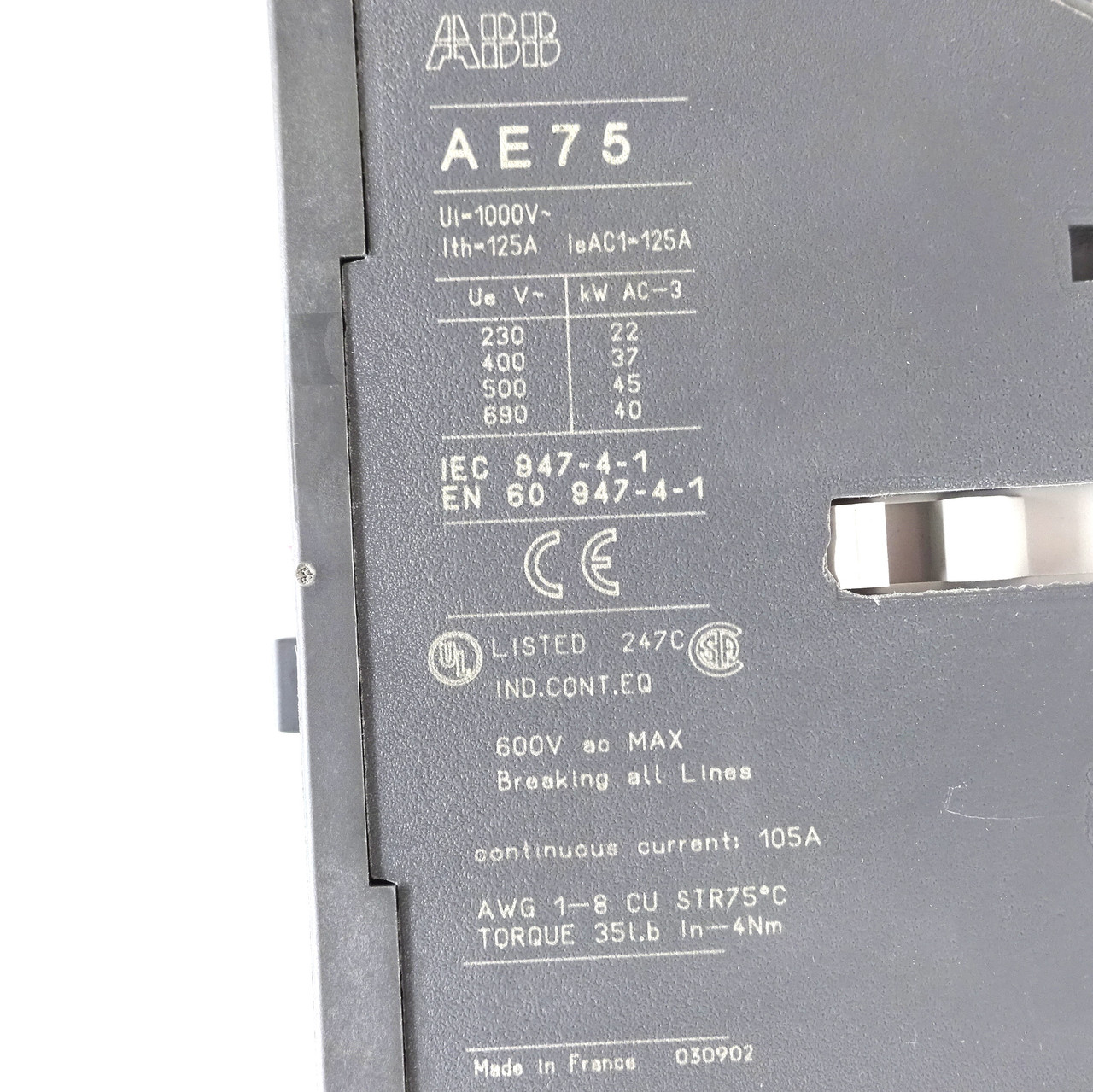 Contactor AE75-40-00-81 ABB 24VDC 37kW - Axxa - Motor Control & Automation