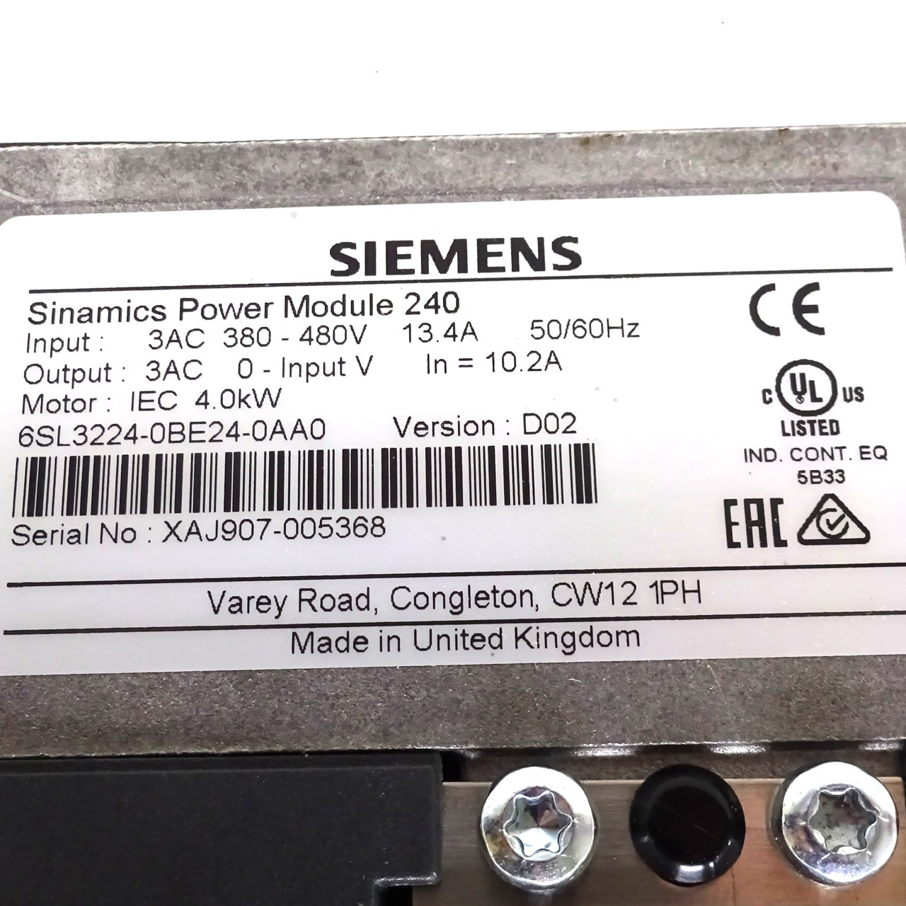 Power Module 240 6SL3224-0BE24-0AA0 Siemens 4.0kW - Axxa - Motor ...