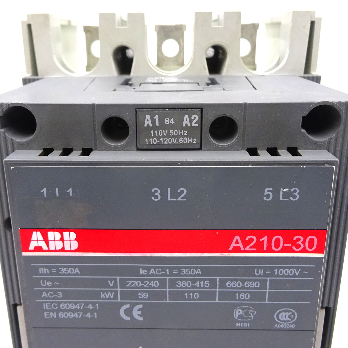 Contactor A210-30-110-84 ABB 110VAC 110kW - Axxa - Motor Control ...