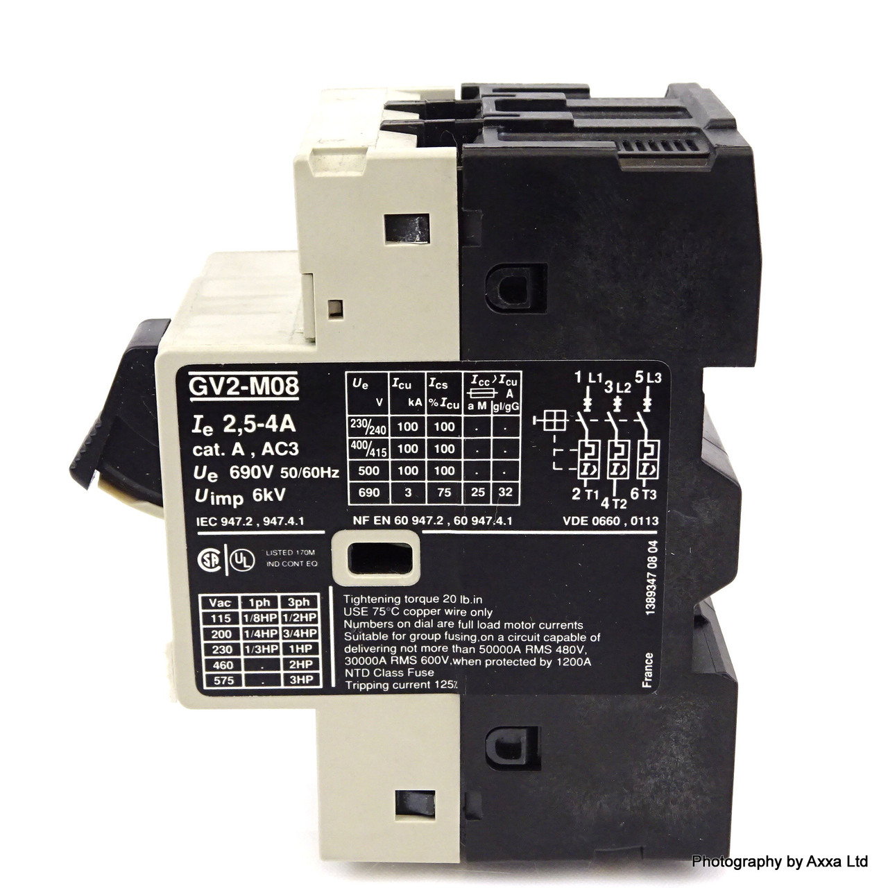 Motor circuit Breaker GV2-M08 Telemecanique 2.5-4.0A 021087 GV2M08 ...