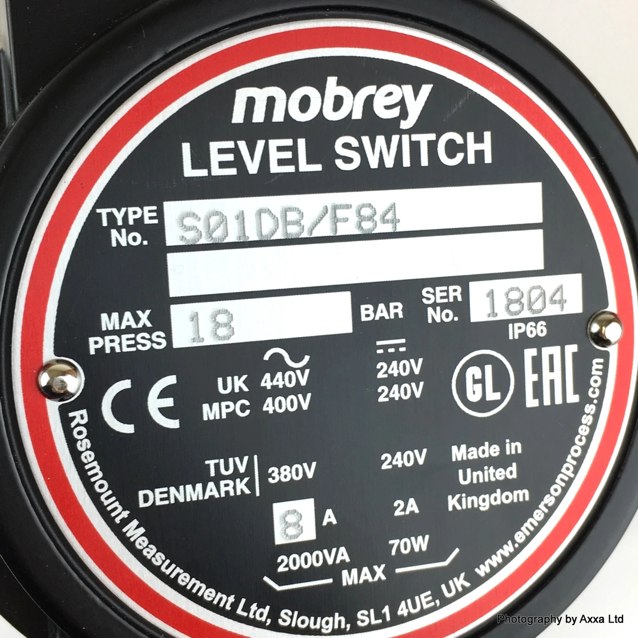 Horizontal Float Level Switch S01DB/F84 Mobrey S01DBF84 - Axxa - Motor ...