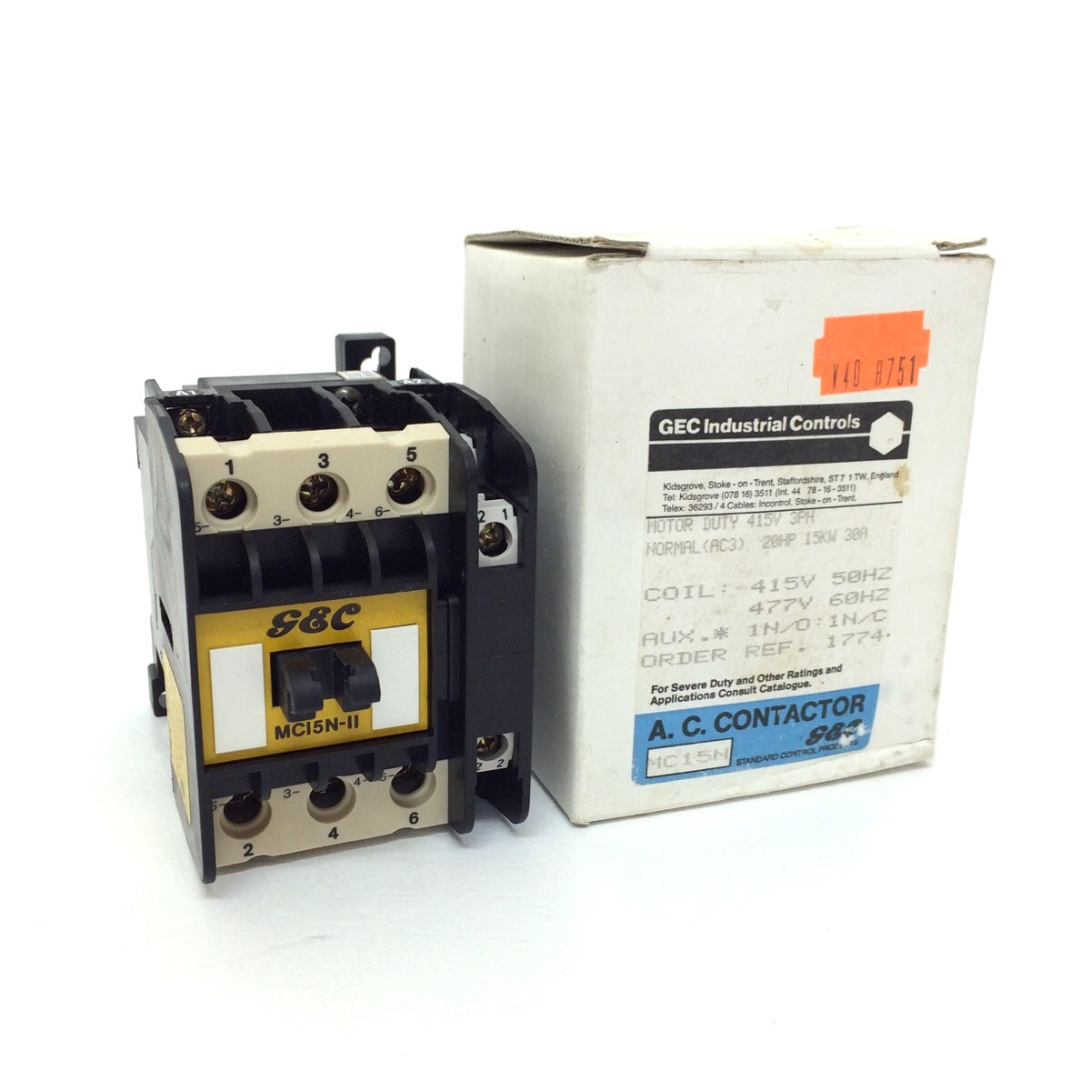 Contactor MC15N-11 GEC MCI5N-II 415VAC 15kW MC15N - Axxa - Motor ...