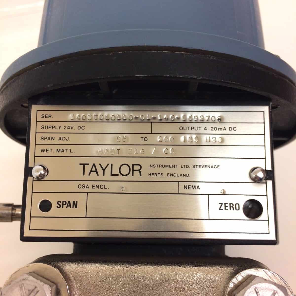 Pressure Transmitter 3403TD Taylor Instruments 3403TD10110-01-146 ...
