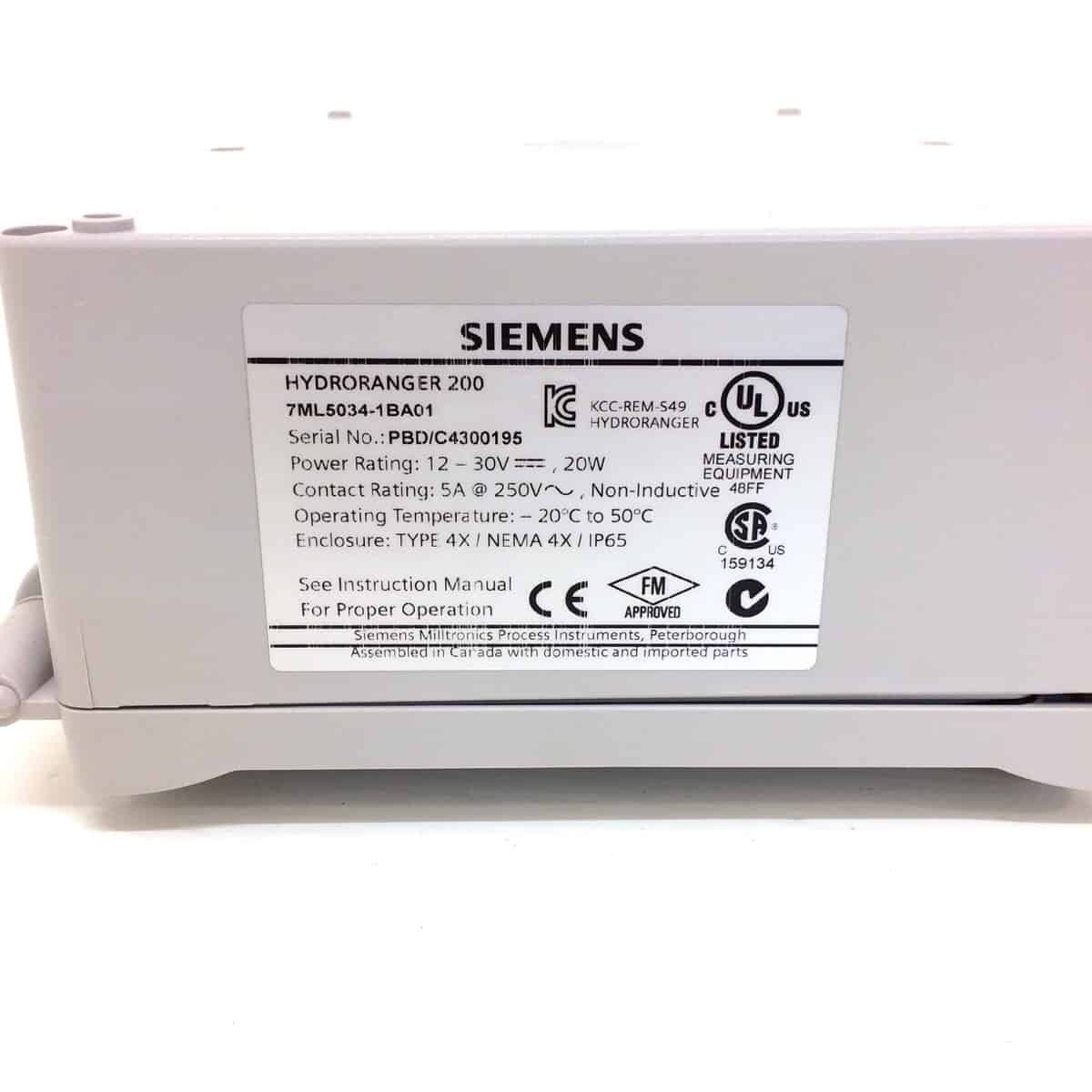 Ultrasonic Level Controller 7ML5034-1BA01 Siemens Hydroranger 200 ...