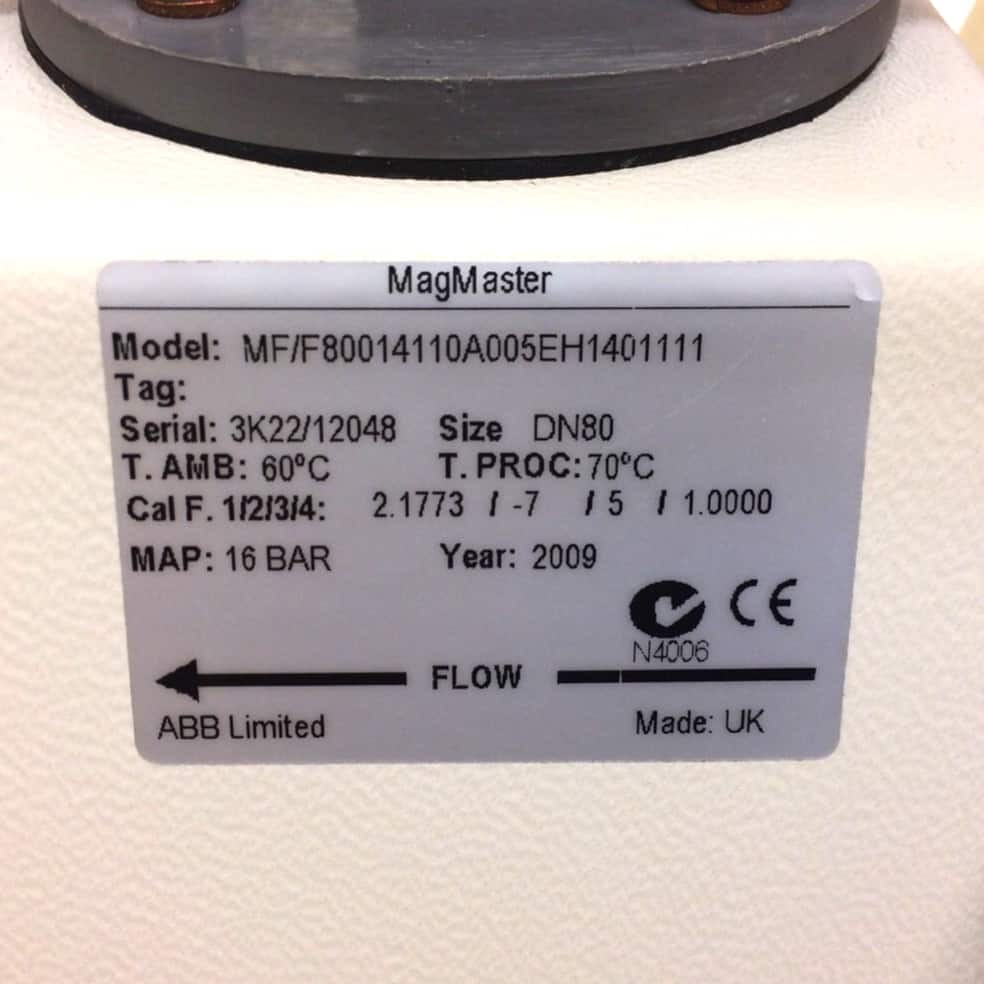 Electromagnetic Flowmeter MF/F800 ABB Magmaster 80mm 3" *New* - Axxa ...