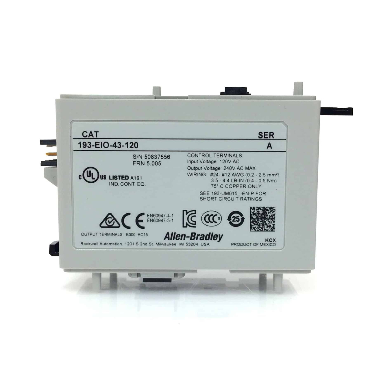 Control Module 193-EIO-43-120 120VAC Allen-Bradley E300/E200 ...