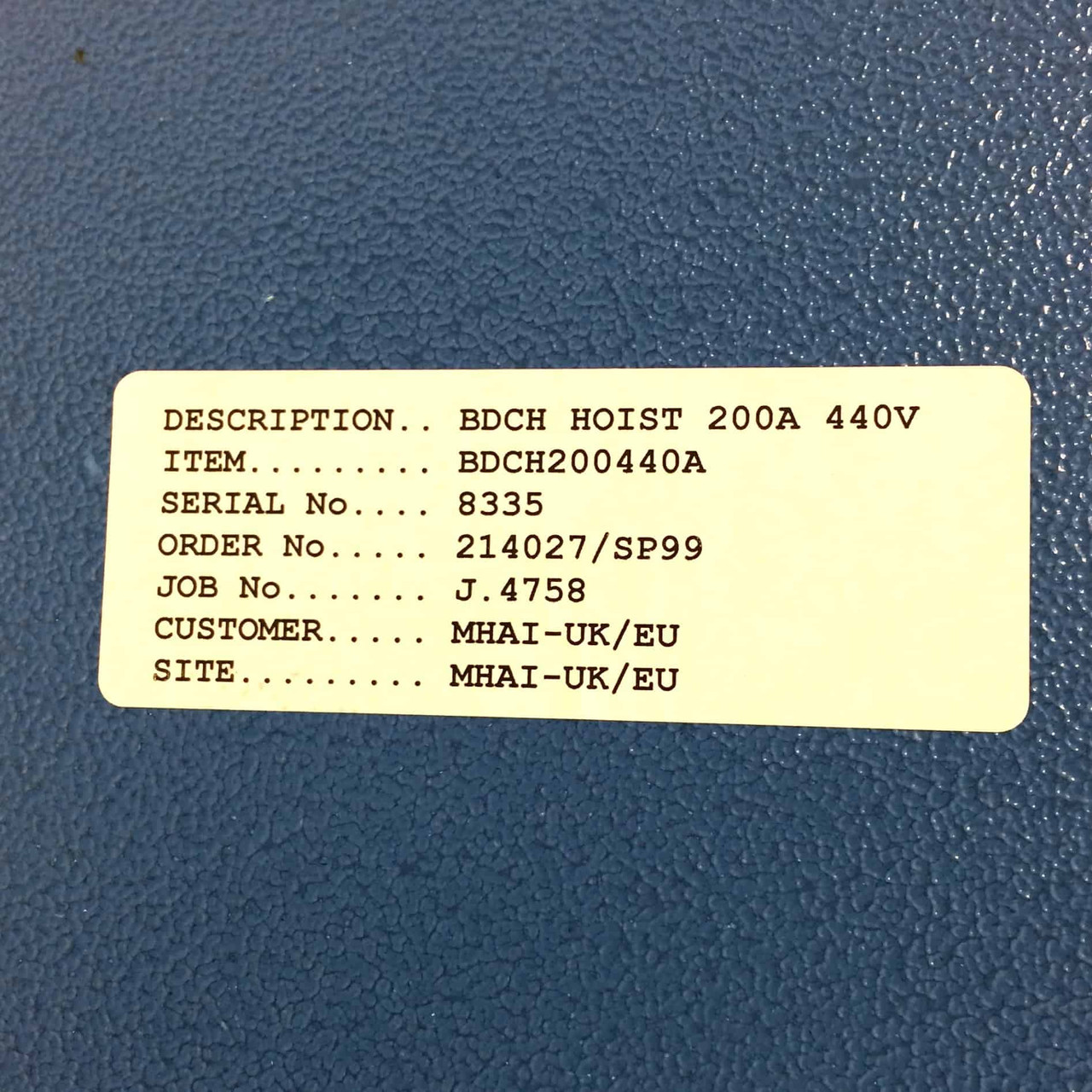 BDCH Hoist Controller 200A 440V BDCH200440A MHA Automation BD-CH200 ...