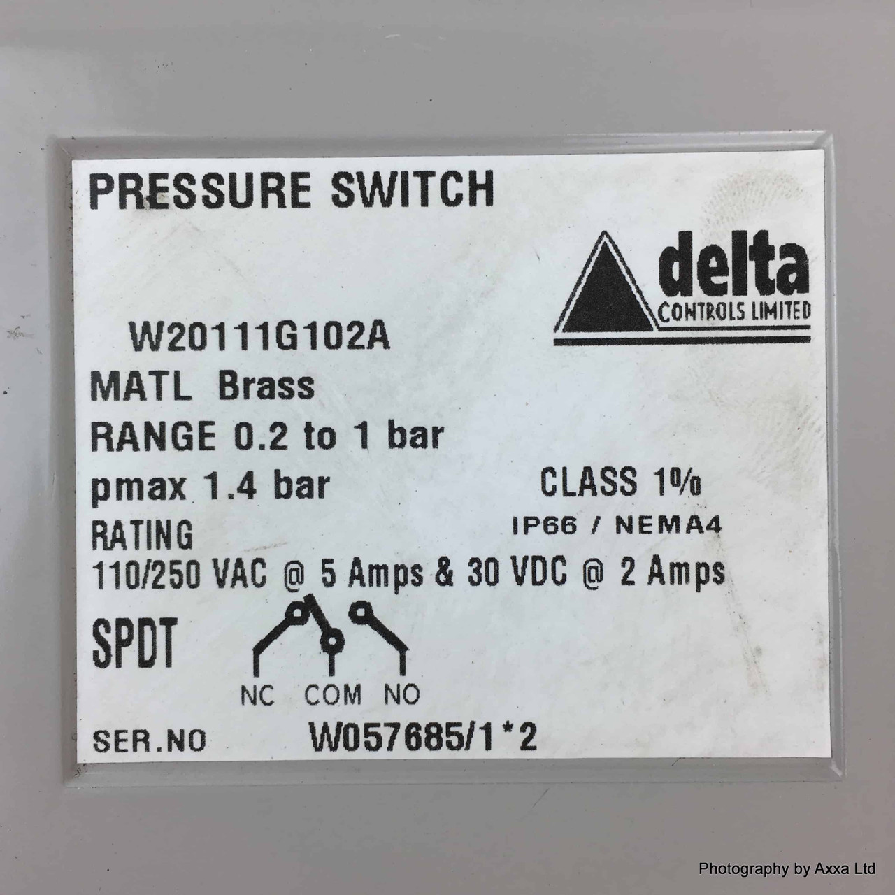 Pressure Switch W20111G102A Delta Controls 0.2-1bar *New* - Axxa ...