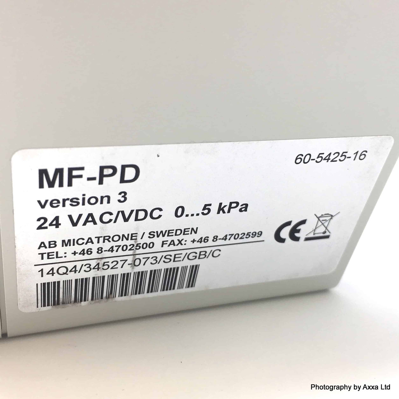 MicaFlex Pressure Transmitter MF-PD Micatrone 24VAC/DC 0...5kPa 60-5425-16 - Axxa - Motor ...