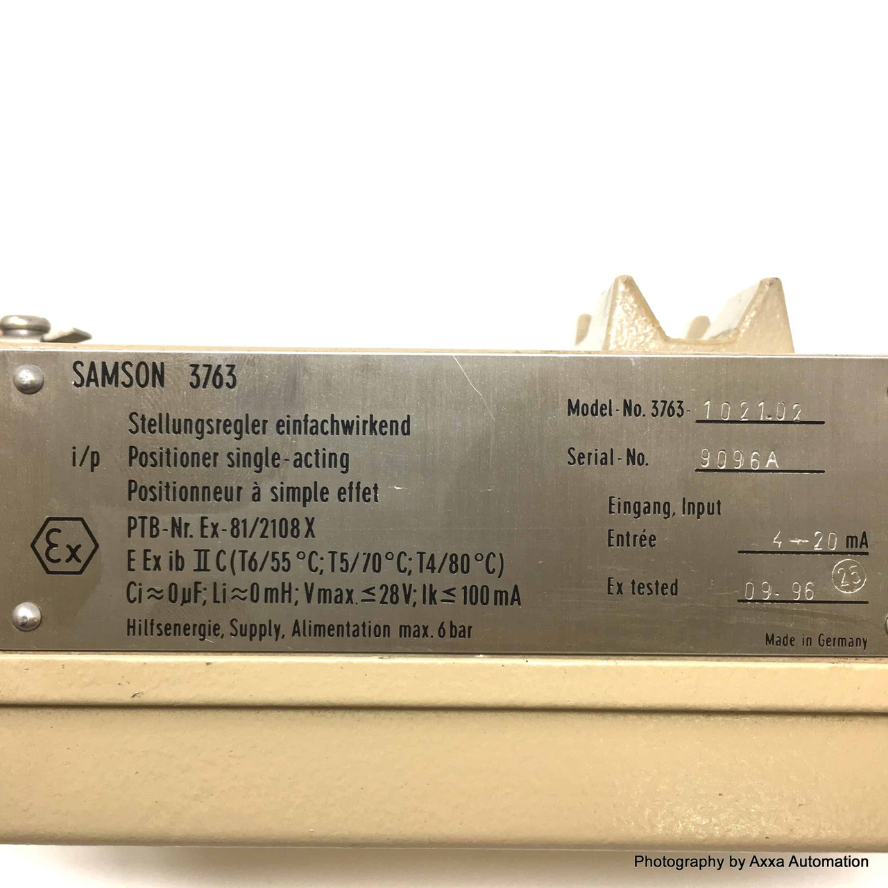 i/p Positioner 3763-1021.02 SAMSON 3763 *New* - Axxa - Motor Control ...