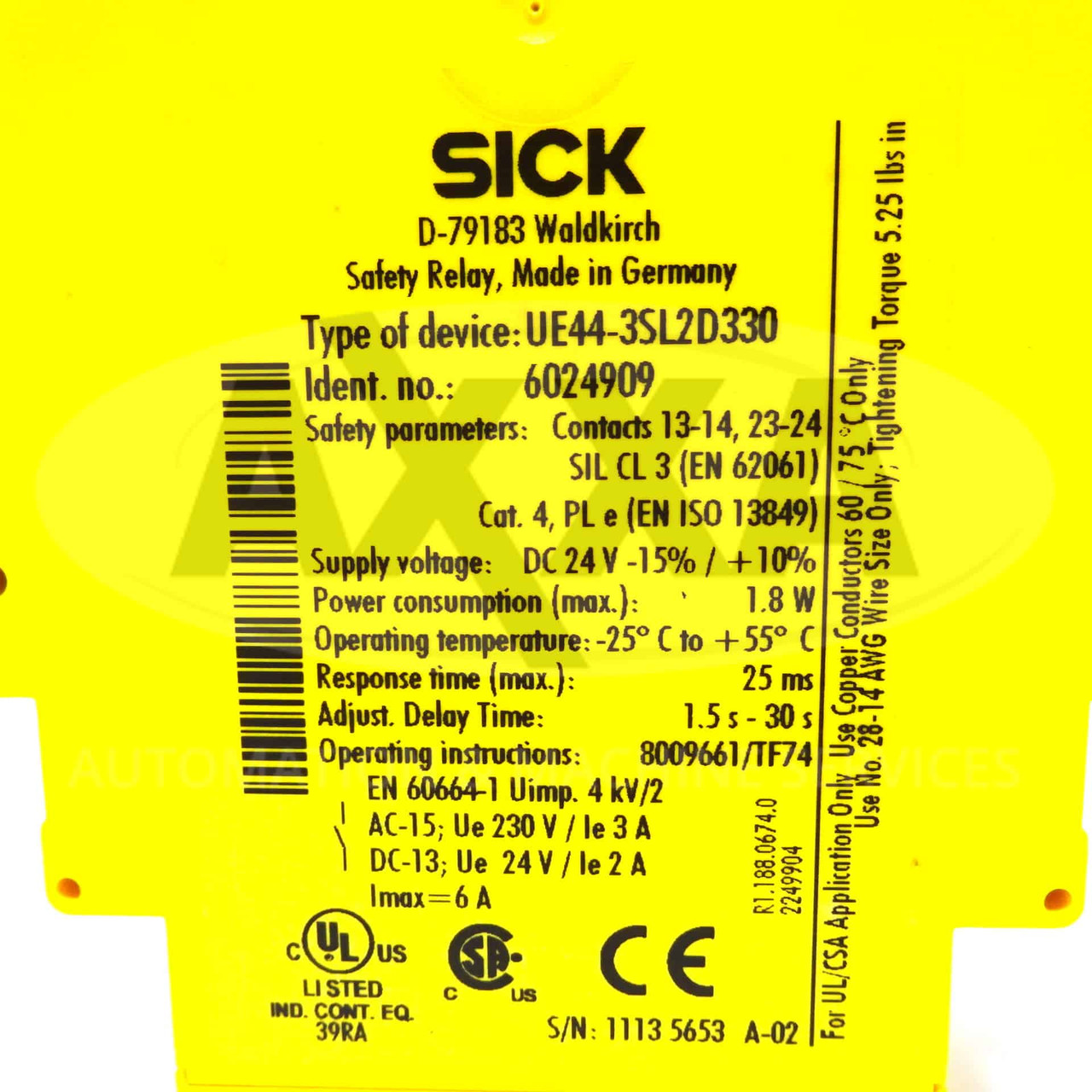 Safety Relay 6024909 Sick UE44-3SL2D330 UE443SL2D330 - Axxa - Motor ...