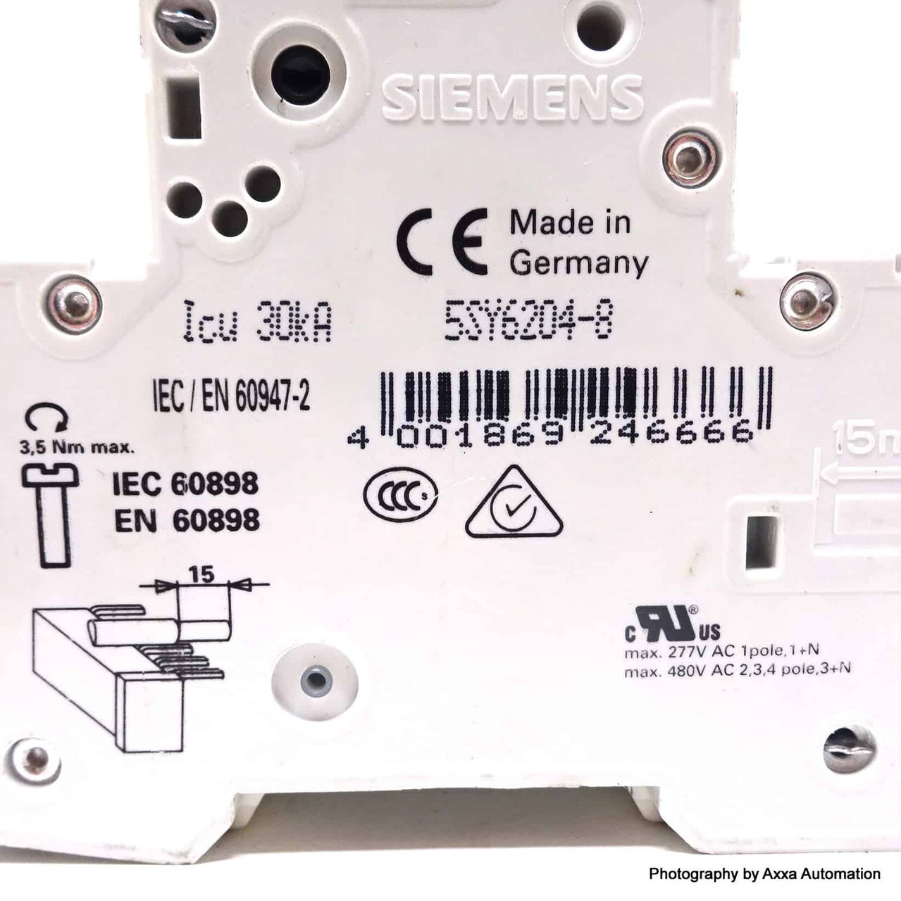 MCB Miniature Circuit Breaker 5SY6204-8 Siemens 4A D-Curve 5SY62048 ...